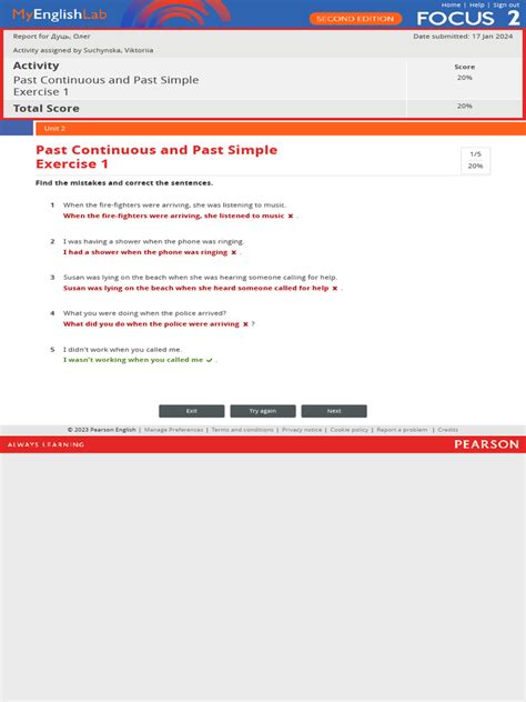 Exercise 1 Mode Report Online Practice Workbook Grammar Train And Try Again Unit 2 Focus