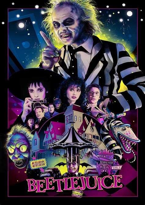 Beetlejuice 1988 Artwork Movie Poster Canvas Matte Silk A1 A2 A3 A4 A5