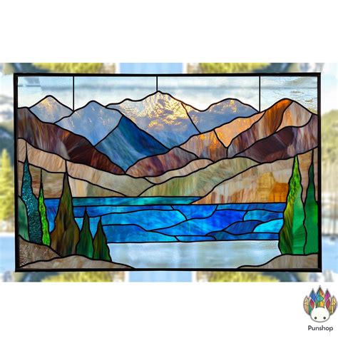 Digital Download Pattern Mountain Landscape Stained Glass Suncatcher