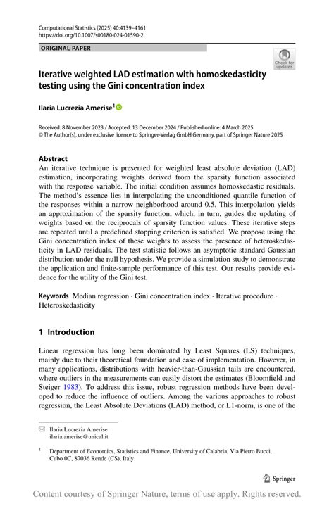 Iterative Weighted Lad Estimation With Homoskedasticity Testing Using The Gini Concentration Index