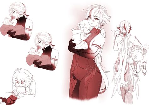 Aether And Arlecchino Genshin Impact Drawn By Aepuru Arts Danbooru