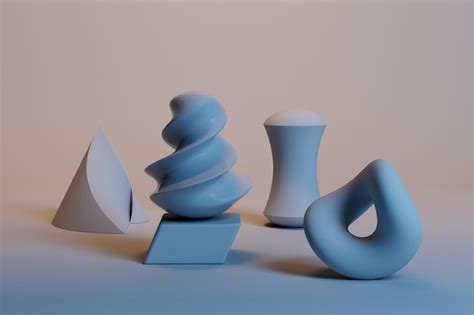 Premium Photo 3d Curved Elongated Deformed Simple Geometric Shapes Art Art Exhibition Of Exhibits