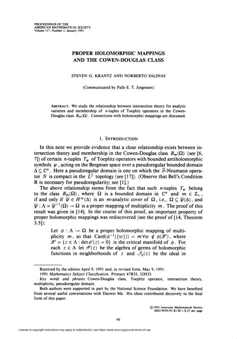 Pdf Proper Holomorphic Mappings And The Cowen Douglas Class