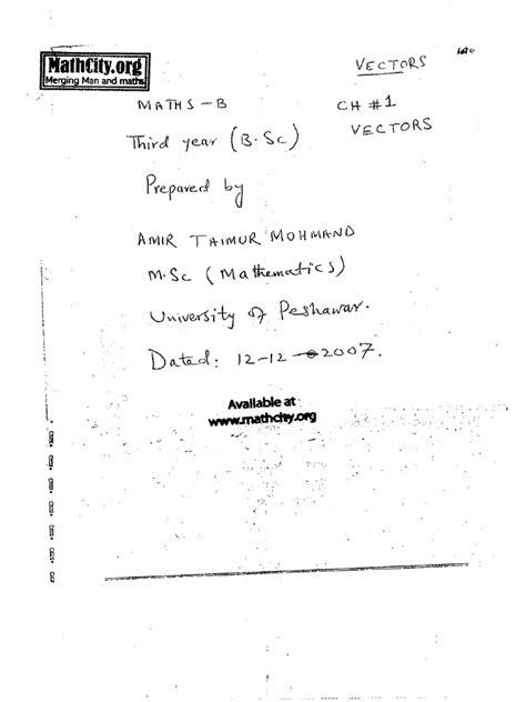 Vectors Notes Pdf