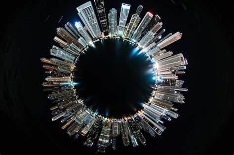 Premium Photo A Circular View Of A City At Night