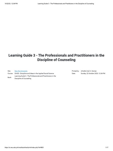 Learning Guide 3 The Professionals And Practitioners In The