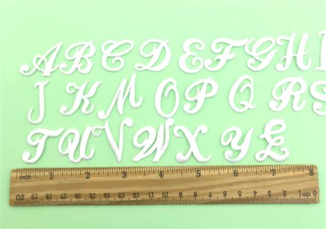 Iron On Embroidered Cursive Letters White Applique Craft Etsy