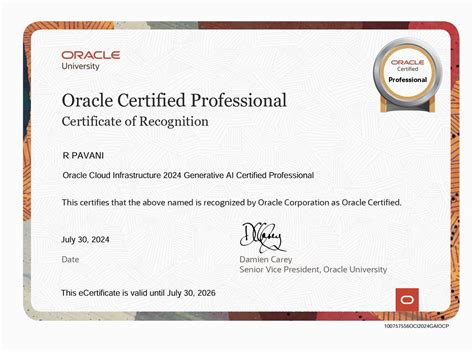 R Pavani On Linkedin Oraclecertified Generativeai Techjourney
