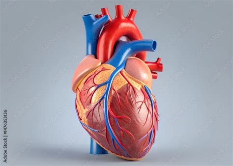 Human Heart Anatomy Detailed 3d Model Of Cardiovascular System Showing