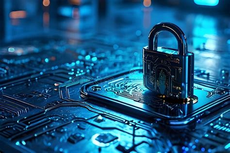 Padlock On A Detailed Illuminated Circuit Board Symbolizing Advanced Cybersecurity And Digital