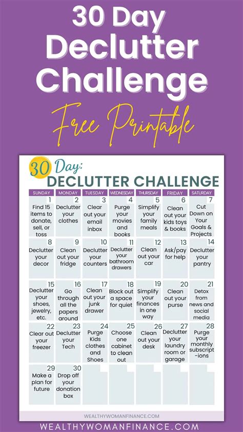 30 day declutter challenge embrace minimalism with the free calendar