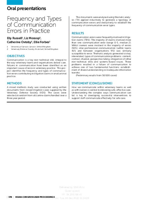 Pdf Frequency And Types Of Communication Errors In Practice