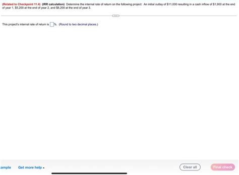 Solved Related To Checkpoint 114 Irr Calculation