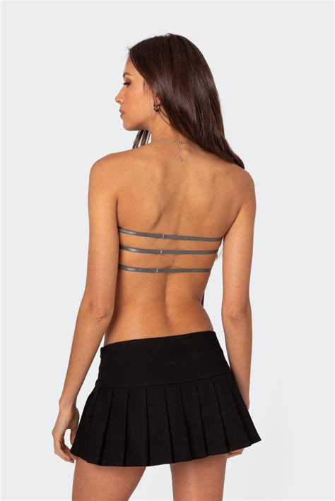 Pinstripe Open Back Strapless Top Edikted