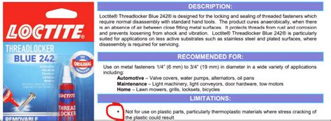 Loctite Threadlocker Alternative For Plastic Screw Eng Tips
