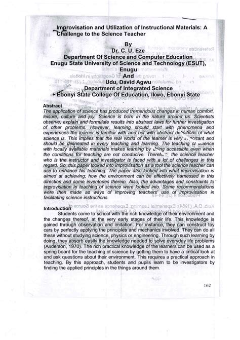Pdf Improvisation And Utilization Of Instructional Materials A Challenge To The Science Teacher