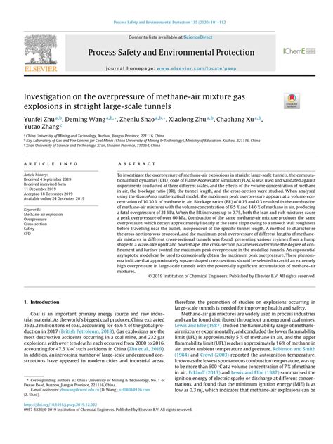 PDF Investigation On The Overpressure Of Methane Air Mixture Gas Explosions In Straight Large