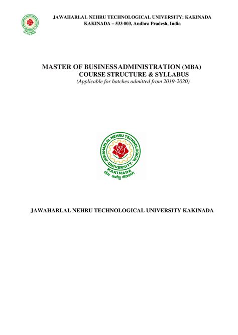 Revised Mba I Ii Sem Syllabus Management And Organisatie Jawaharlal