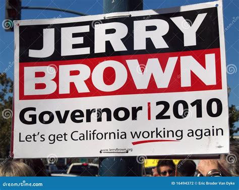 Jerry Brown For Governor Sign On A Light Post Editorial Photography
