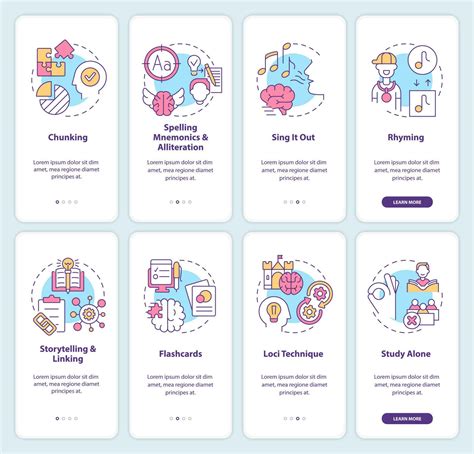 Memorizing Things Onboarding Mobile App Screen Set Learning Strategy Walkthrough 4 Steps