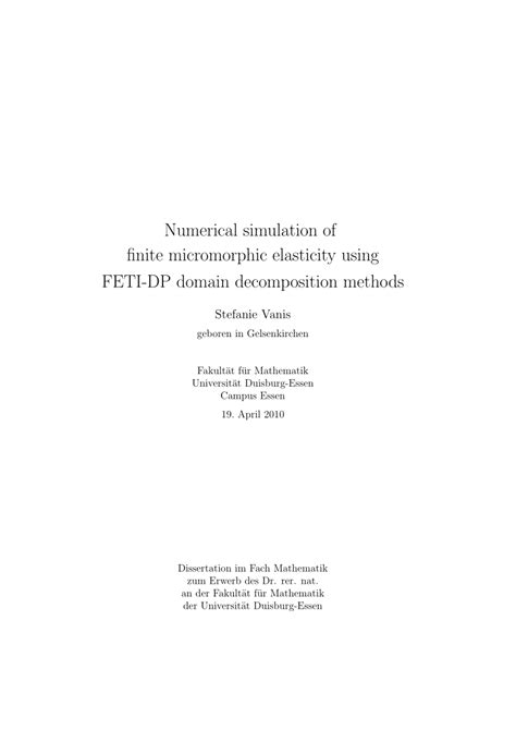 Pdf Numerical Simulation Of Finite Micromorphic Elasticity Using Feti