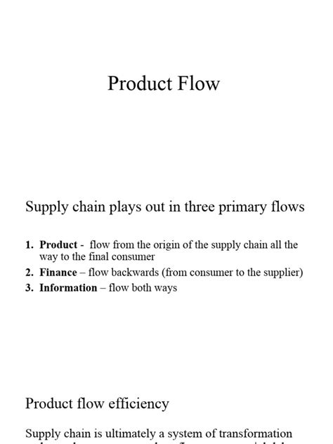 Product Flow Pdf Lean Manufacturing Supply Chain
