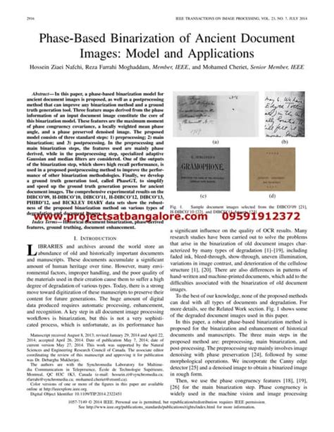 phase based binarization of ancient document images model and
