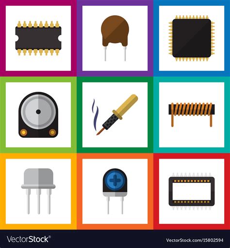 Flat Icon Technology Set Transducer Resist Vector Image