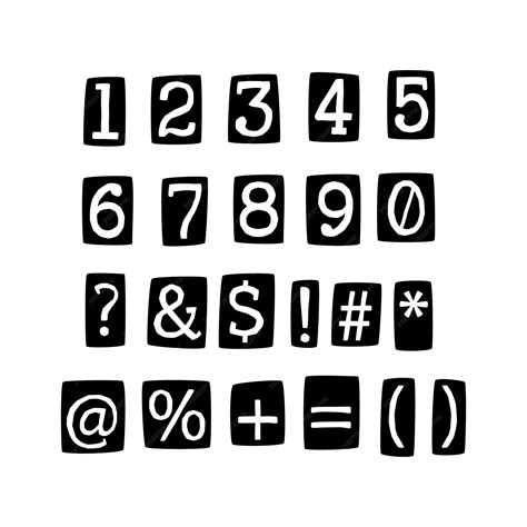 premium vector black and white anonymous symbols and numbers set