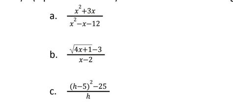 Solved A X2−x−12x2 3x B X−24x 1−3 C H H−5 2−25