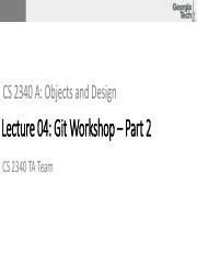 L Git Part Pdf CS A Objects And Design Lecture Git Workshop Part CS