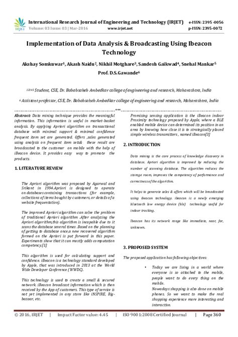 Pdf Implementation Of Data Analysis And Broadcasting Using Ibeacon