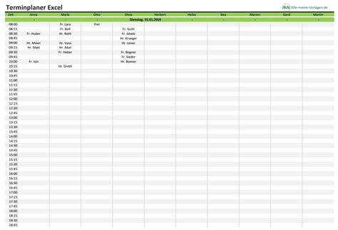 Terminplaner Als Excel Vorlage Alle Meine Vorlagen De