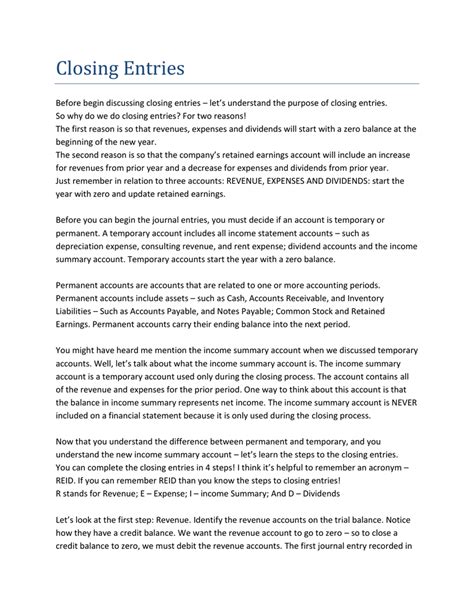 Closing Statement Accounting