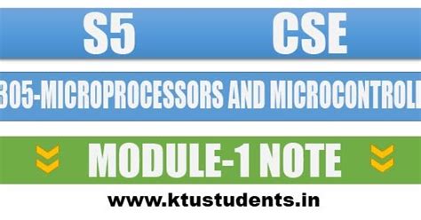 Cs305 Microprocessors And Microcontrollers Module 1 Note S5 Cse Ktu