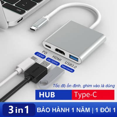 Bộ chuyển đổi Hub trong Type C sang USB PD HDMI hỗ trợ truyền