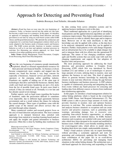 Pdf Solution Architecture For Detecting And Preventing Fraud In Real Time