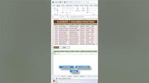 Finding Data Using The Vlookup And Columns Function In Ms Excel Excel Viralvideo Exceltips