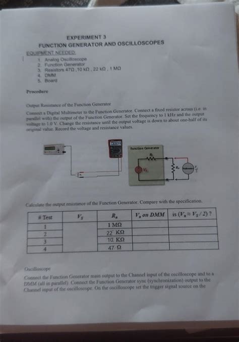 Solved Experiment 3 Function Generator And Oscilloscopes