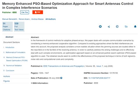 Memory Enhanced Pso Based Optimization Approach For Smart Antennas Control In Complex