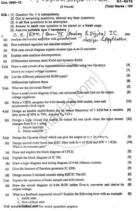 Analog And Digital Ic Design And Application 2010 2011 Be Electronics And Telecommunication