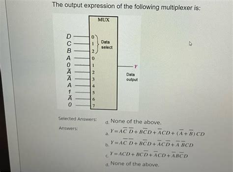 Solved The Output Expression Of The Following Multiplexer