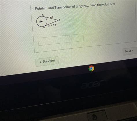 Solved Points S And T Are Points Of Tangency Find The Value