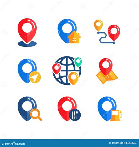 Set Of Pin Location Icon Sign Vector Design Stock Vector Illustration Of Flat Global