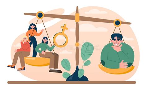 Gender Inequality Concept Women Social Imparity Problem Stock Vector Illustration Of