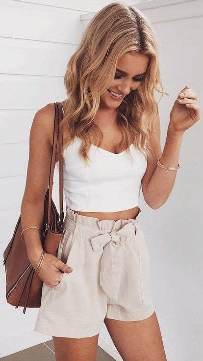White Crop Nude Shorts Nice Fashion Styles Beige Summer