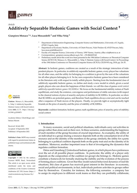 Pdf Additively Separable Hedonic Games With Social Context