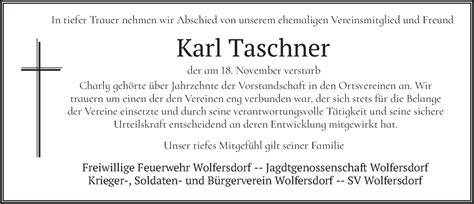 Traueranzeigen Von Karl Taschner Trauer Merkur De