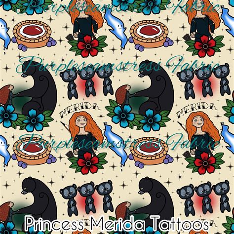 Princess Merida Tattoos Fabric Purpleseamstress Fabric