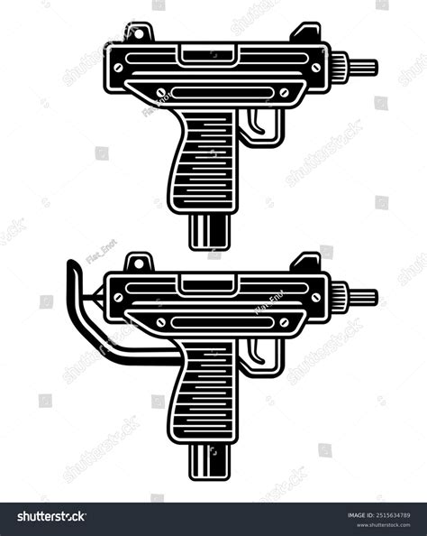 Uzi Automatic Gun Weapon Set Vector Stock Vector Royalty Free 2515634789 Shutterstock